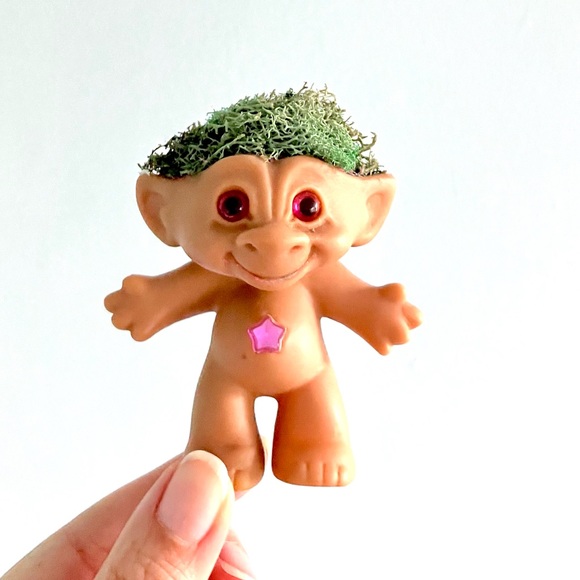 Vintage | Accents | Vintage 8s Troll Doll Gem Belly Mossy Planter Decor ...